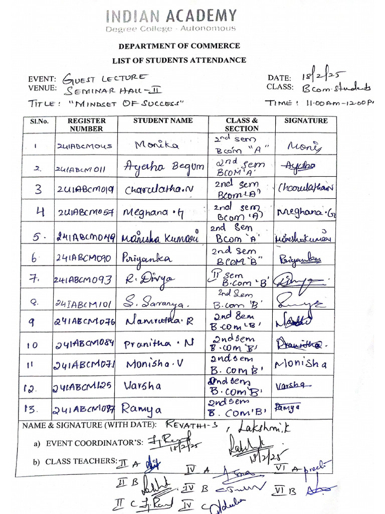 Guest Lecture-Attendance (18!2!2025) | PDF