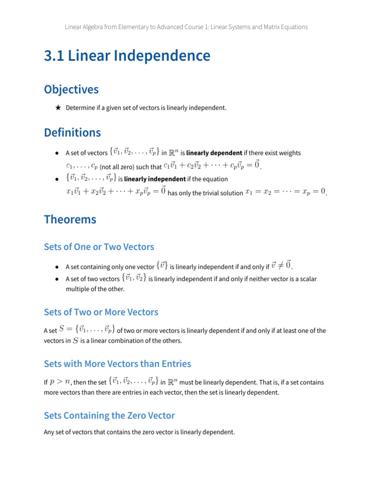 Understanding Linear Independence | PDF
