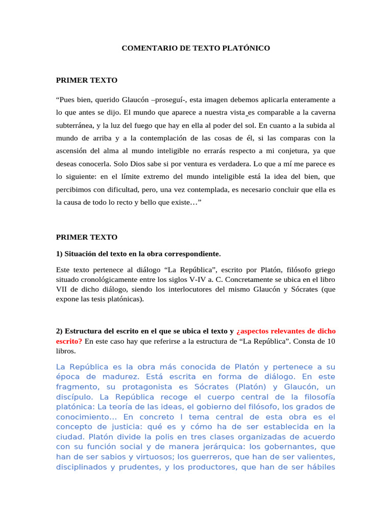 TEXTO DE PLATÓN PARA COMENTARIO1 | PDF | Platón | Metafísica