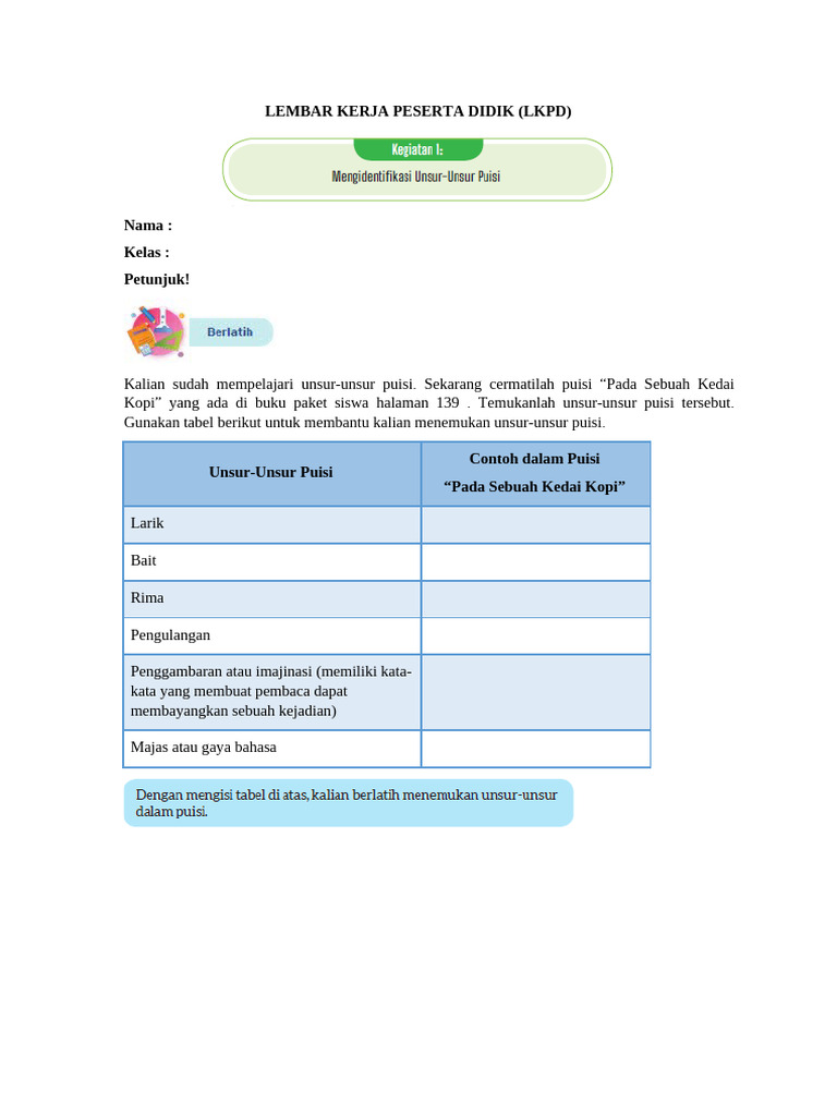 Lkpd Unsur Unsur Puisi Pdf
