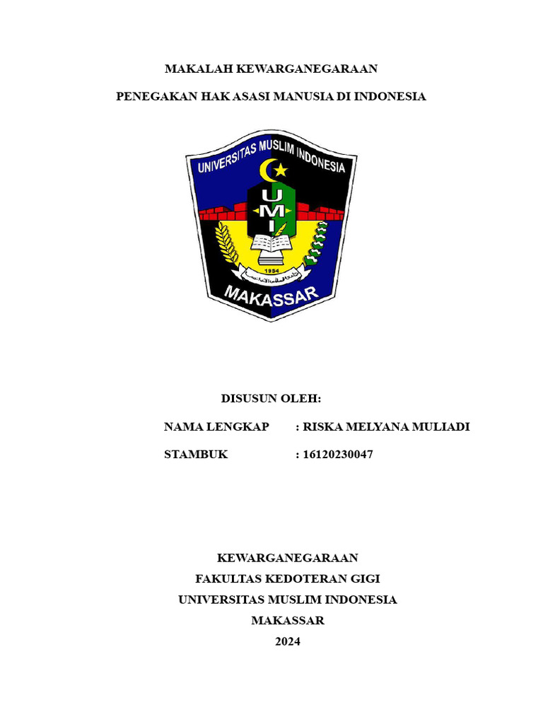 _MAKALAH PENEGAKAN HAK ASASI MANUSIA DI INDONESIA_RISKA MELYANA MULIADI | PDF
