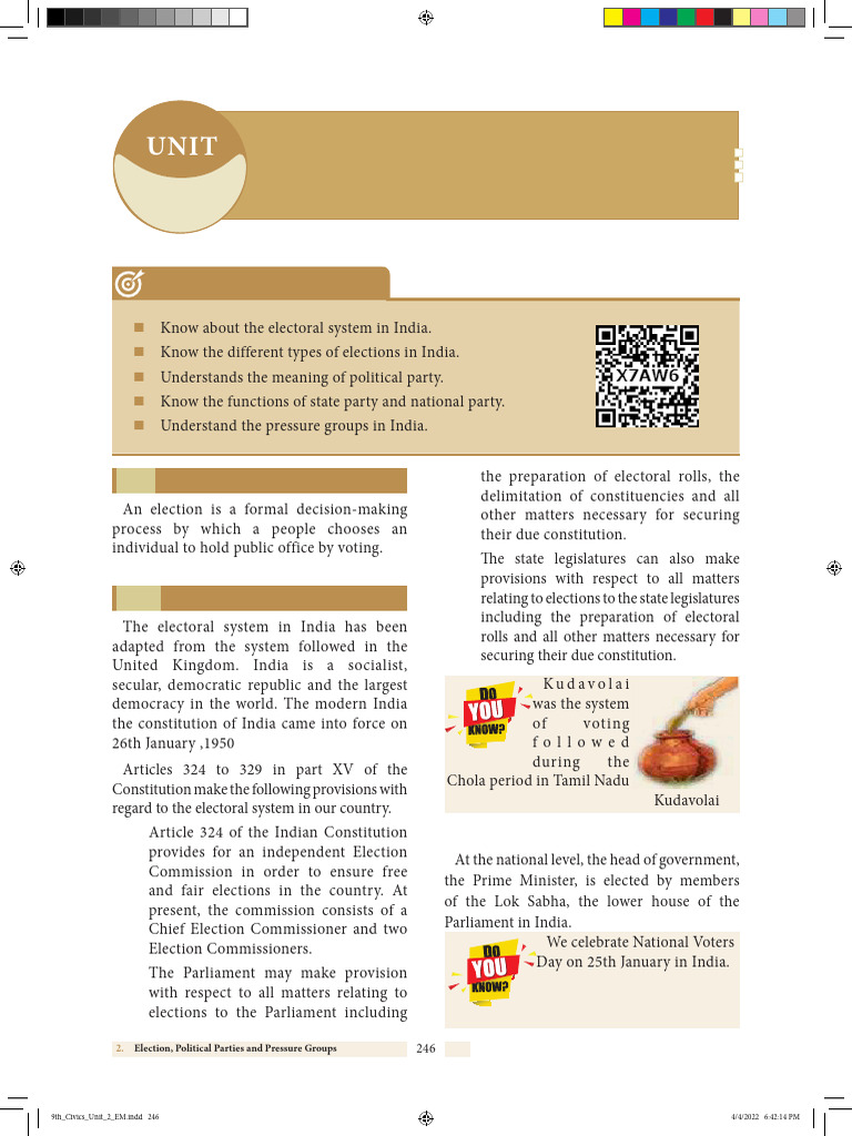SCH-7 (Eng) GK Notes | PDF | Elections | Voting