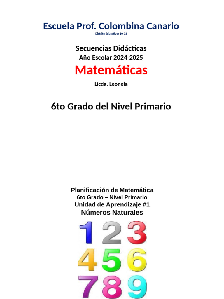Planificacion Anual Matemática - 6to-Grado | PDF | Evaluación | Sustracción