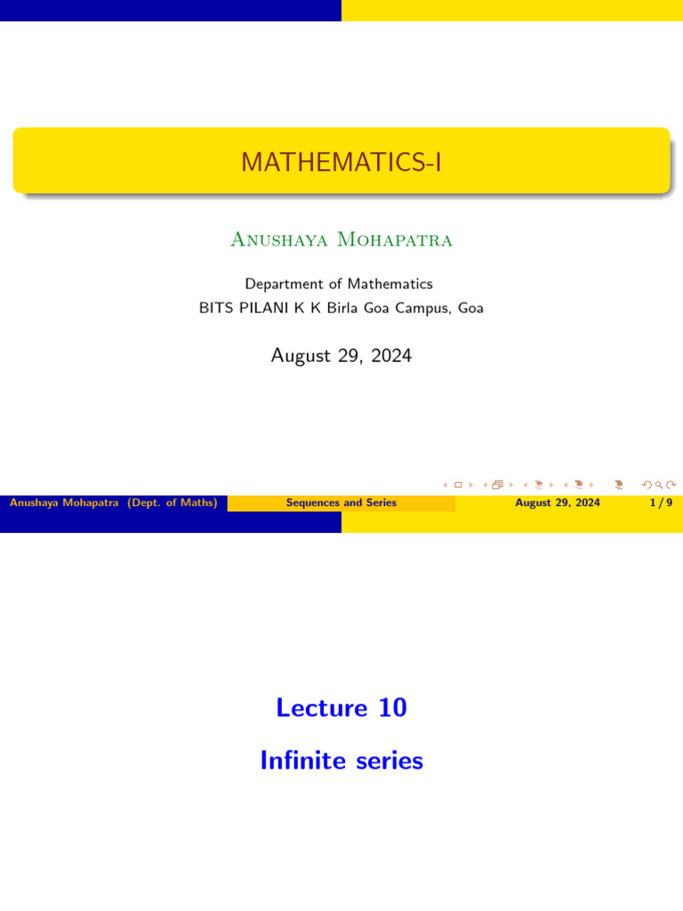Lecture-10 (1) | PDF | Sequence | Mathematical Objects