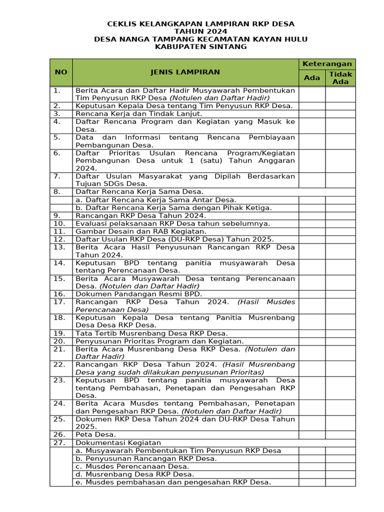 Dokumen RKP Desa Tahun 2023 | PDF