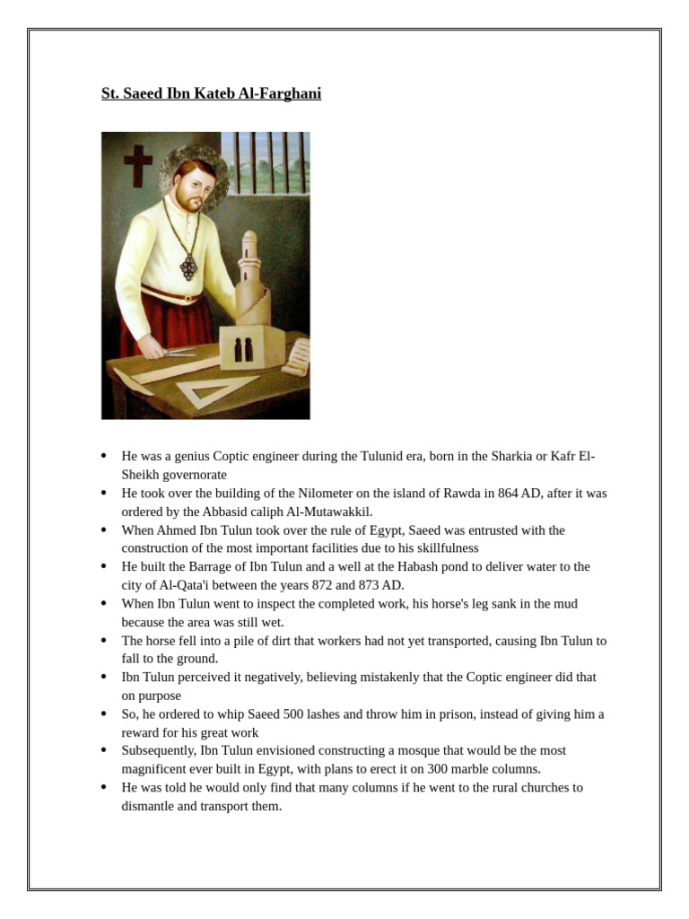 St. Saeed Ibn Kateb Al-Farghani | PDF | Mosque | Abrahamic Religions