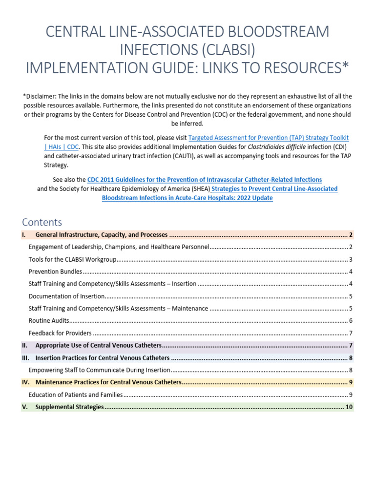 Hai Toolkit Tap Strategy Clabsi Implementation Guide 508 | PDF ...