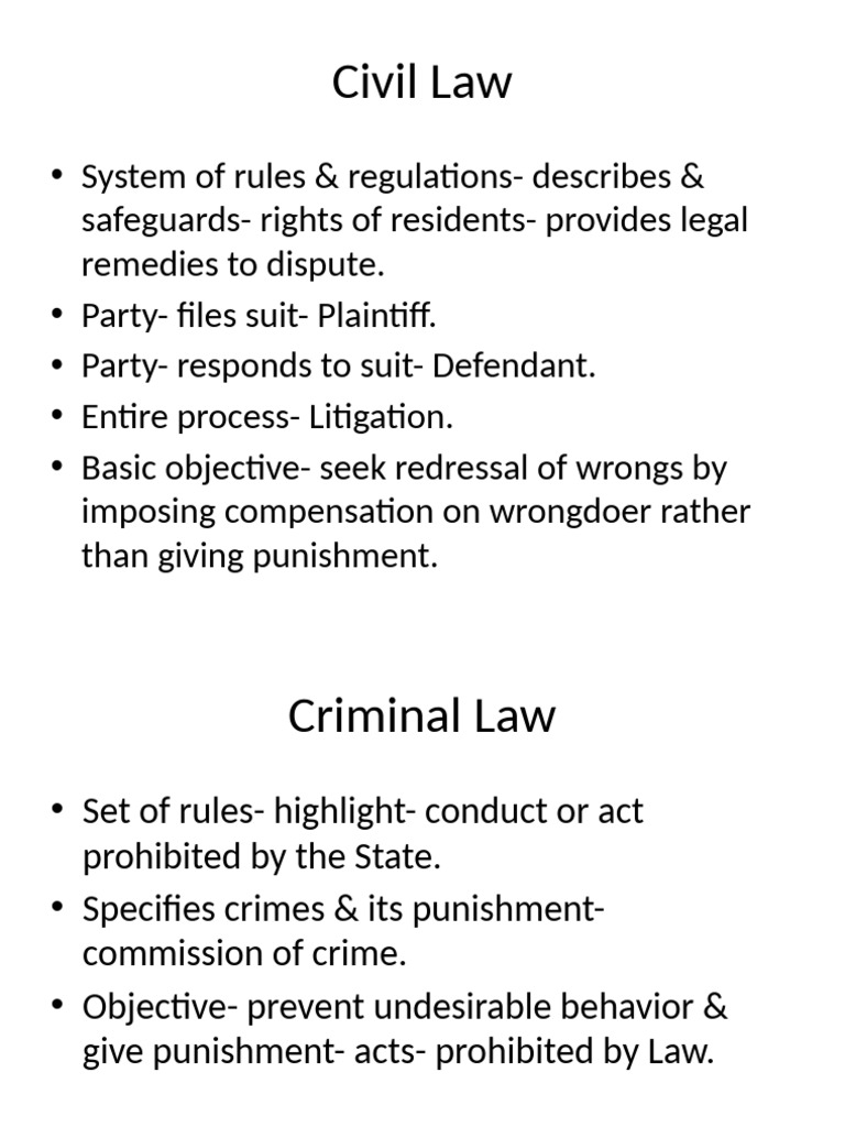 Civil vs. Criminal Law Explained | PDF
