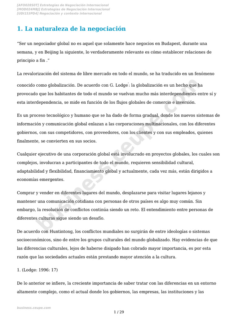 Negociación y Contexto Internacional | PDF | Negociación | Globalización