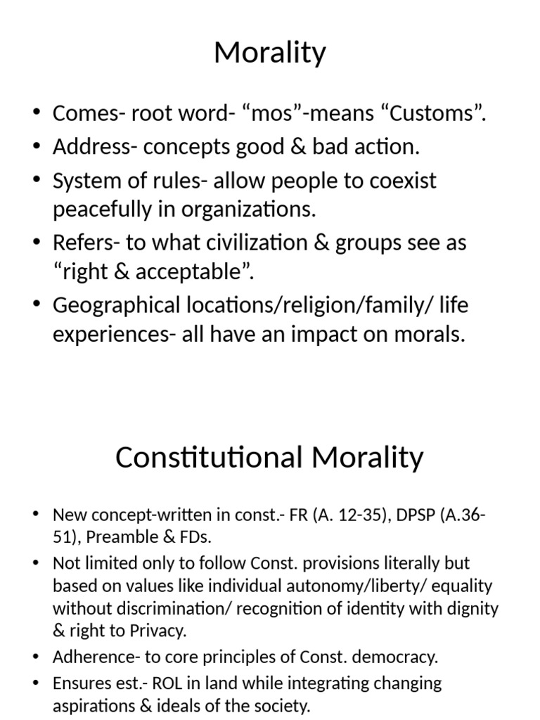 Understanding Constitutional Morality and Ethics | PDF | Justice ...
