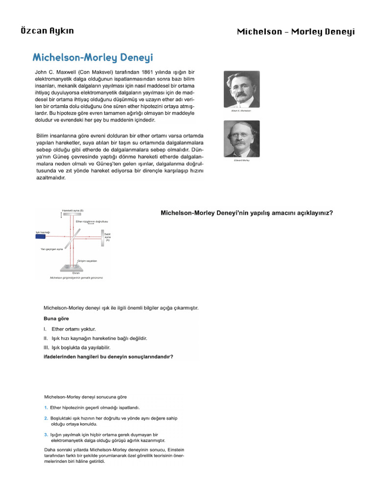 Michelson - Morley Deneyi | PDF
