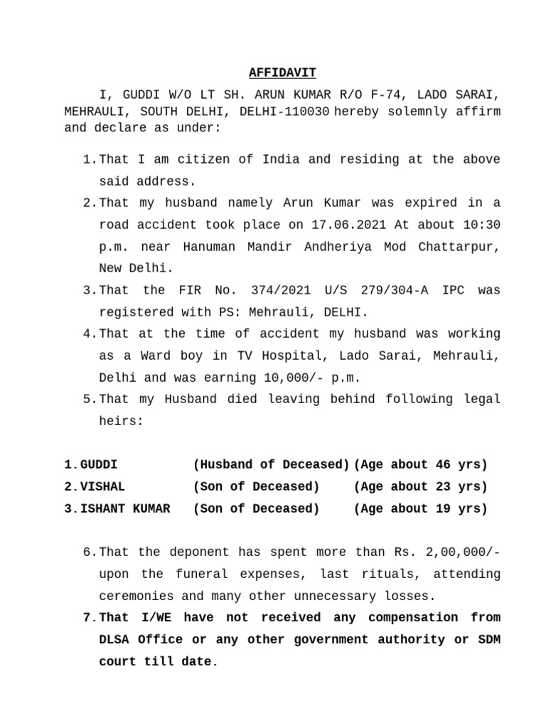 Affidavit DAR fatal GUDDI (2) | PDF | Affidavit | Legal Procedure