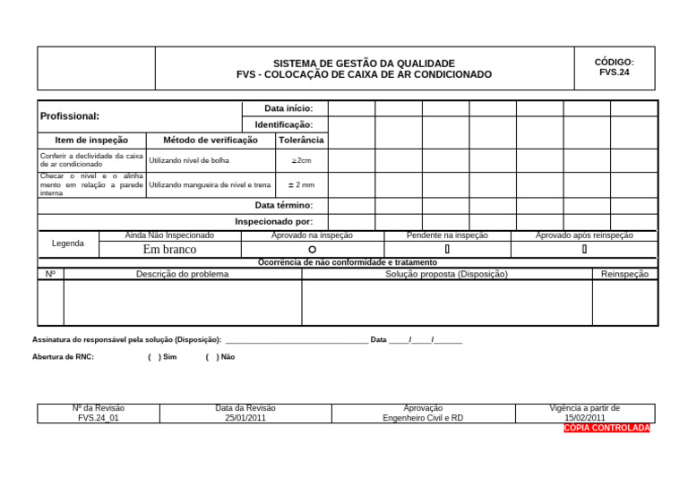 FVS.24 Colocação de Caixa de Ar Condicionado Modelo | PDF