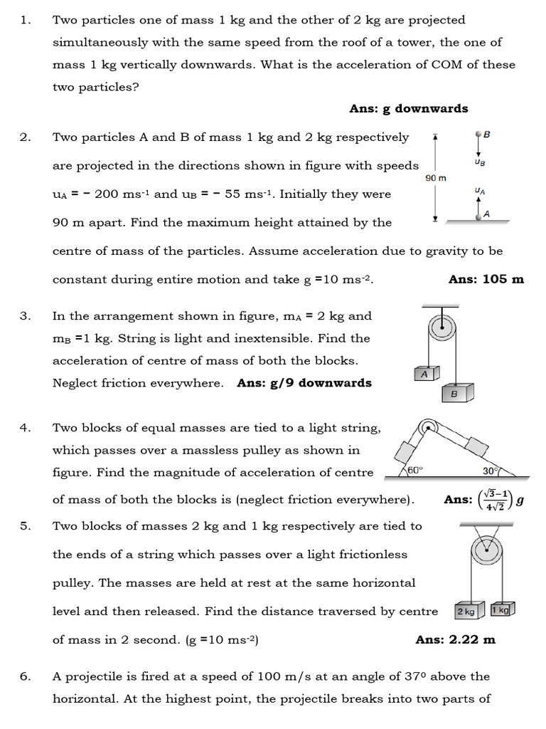 Motion of COM DPP | PDF | Force | Mass
