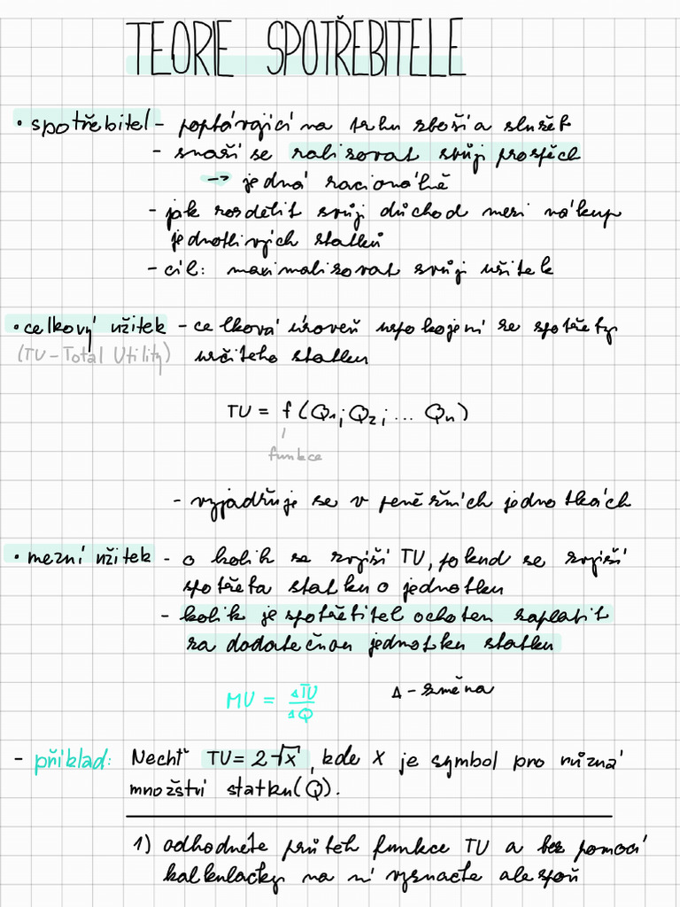 Mikroekonomie - Teorie Spotřebitele | PDF