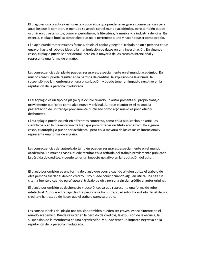 Consecuencias del Plagio y Autoplagio | PDF | Plagio