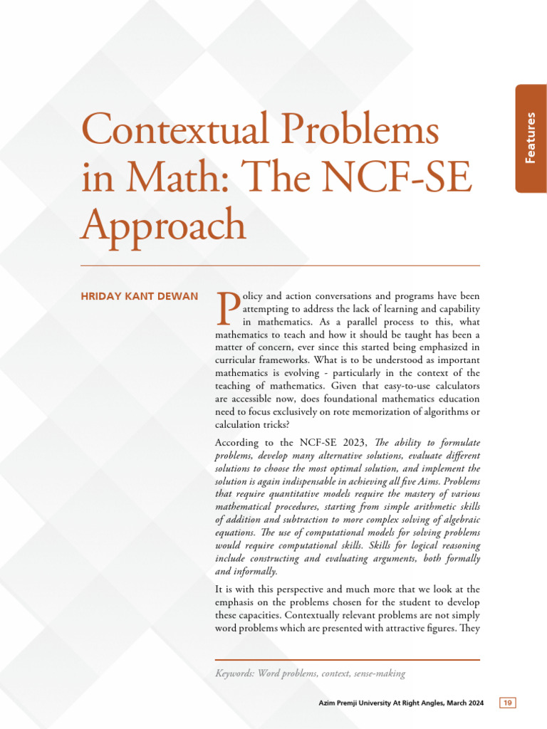 03 - Contextual Problems and NCFSE | PDF | Mathematics | Learning