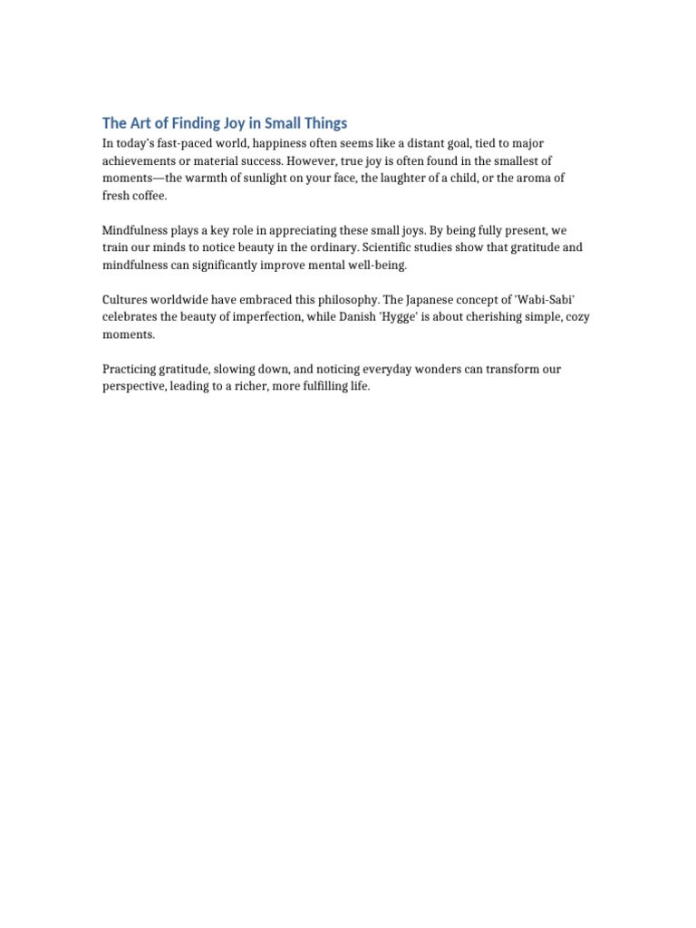 The Art of Finding Joy in Small Things | PDF