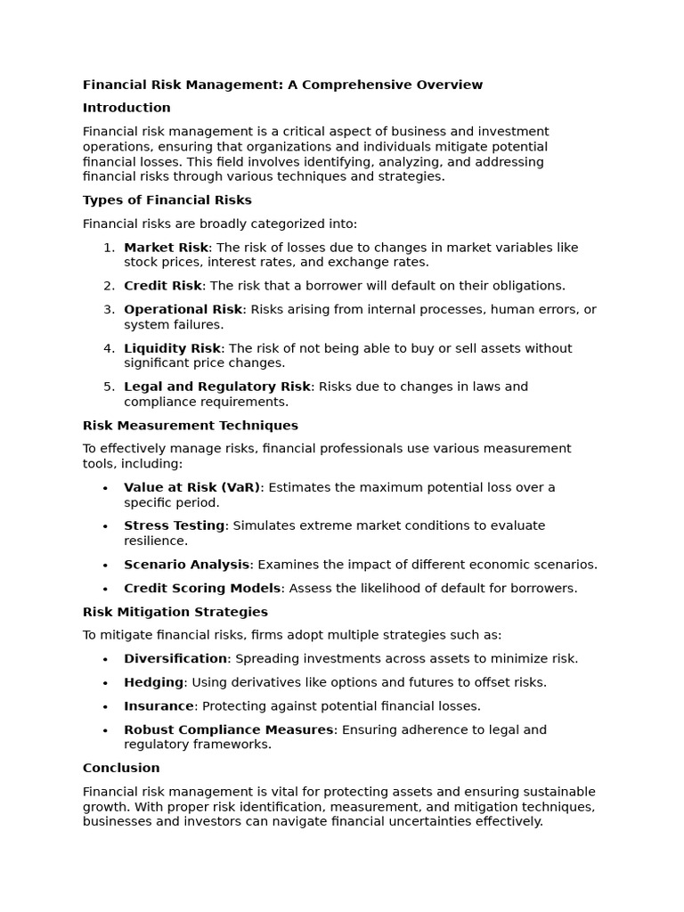 Financial Risk Management | PDF