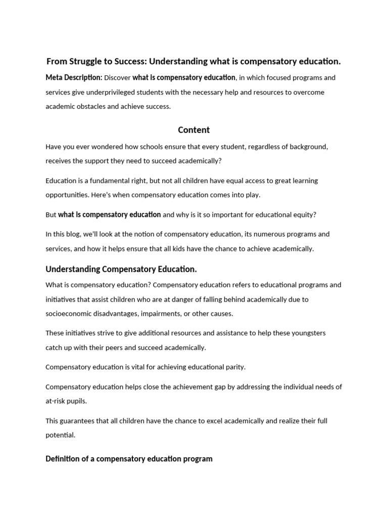 What Is Compensatory Education | PDF | Special Education | Learning