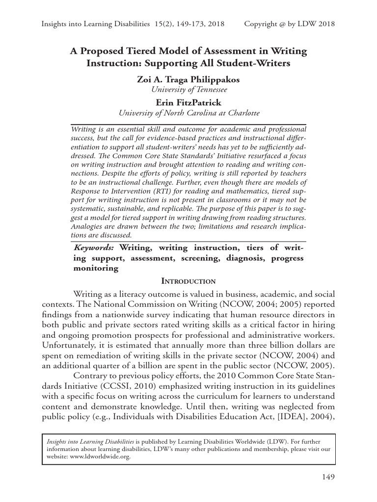 Philappakos2018 RTI Assessment Writing | PDF | Learning Disability | Learning