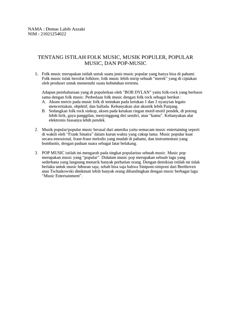 Tugas Musik Pop Dan Jazz | PDF