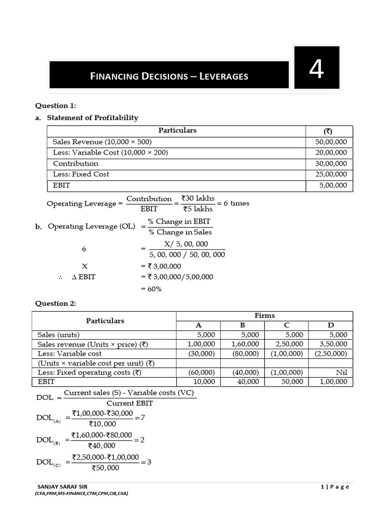 Leverages | PDF | Leverage (Finance) | Capital Structure