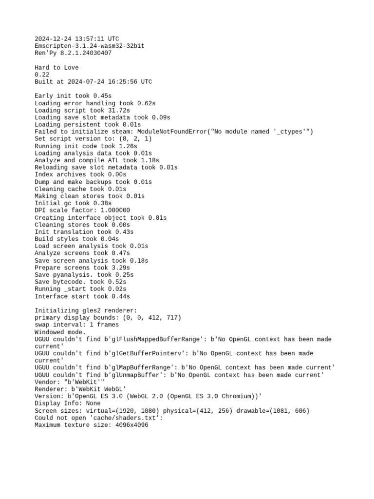 Ren'Py Game Debugging Log | PDF