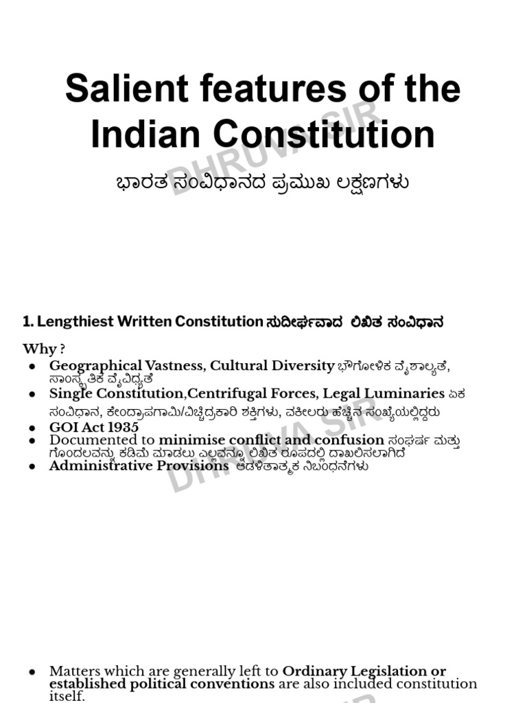 Salient Features of The Indian Constitution | PDF