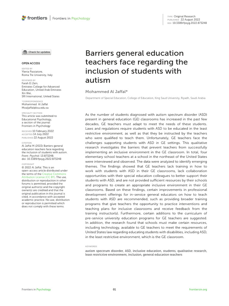 Barriers to Autism Inclusion in Education | PDF | Inclusion (Education ...