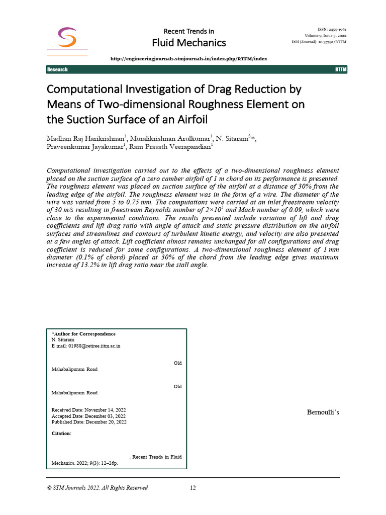 Madhan Raj RTFM 2022 (12-26) Computational Investigation of Drag ...