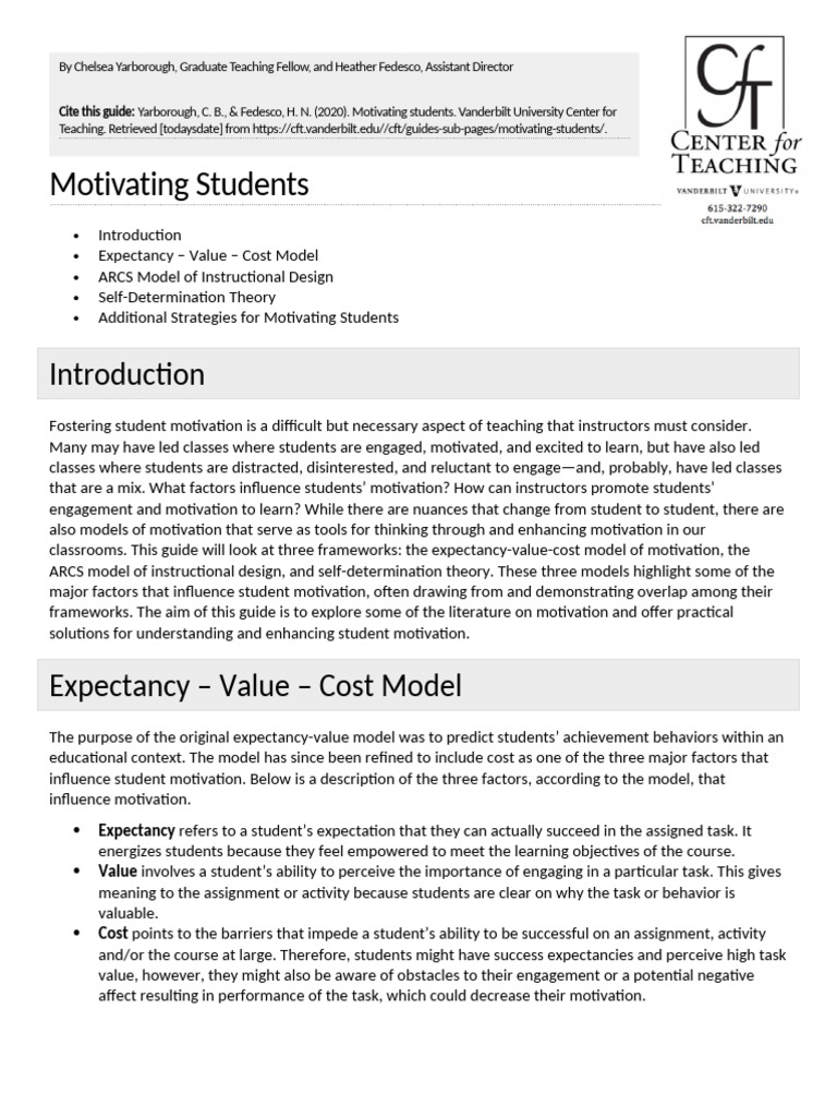 Motivating Students | PDF | Motivational | Motivation