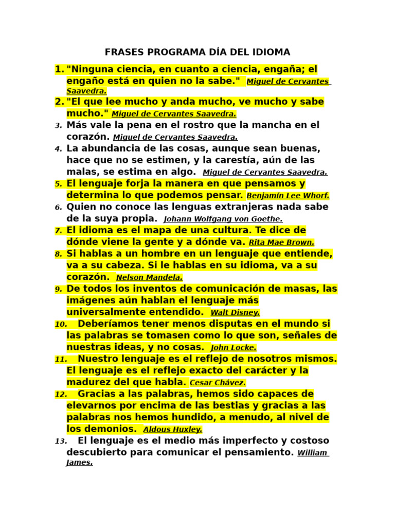 Frases para el Día del Idioma | PDF