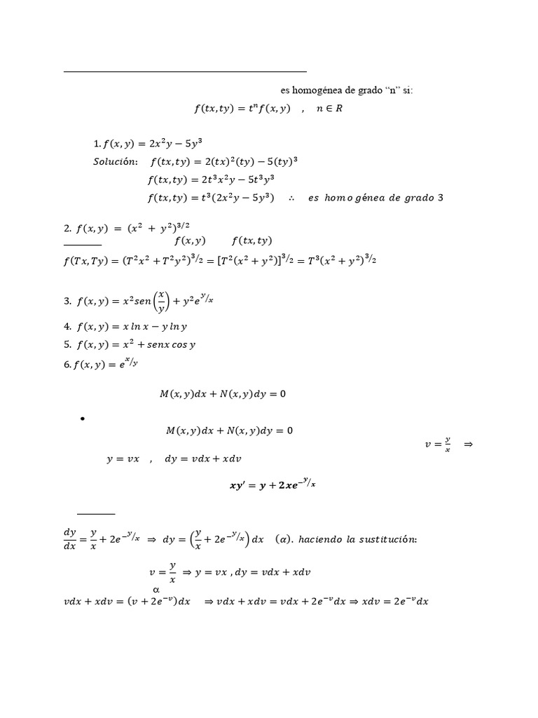 Z F (X, Y) : Ecuaciones Diferenciales Homogéneas. 2.1. Función ...