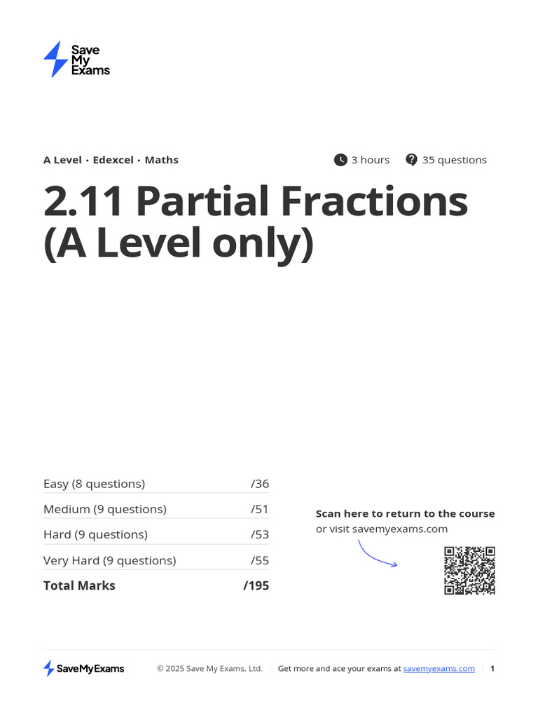 2 11 Partial Fractions A Level Only T3BcuWOIIXCT4xc | PDF | Mathematics ...