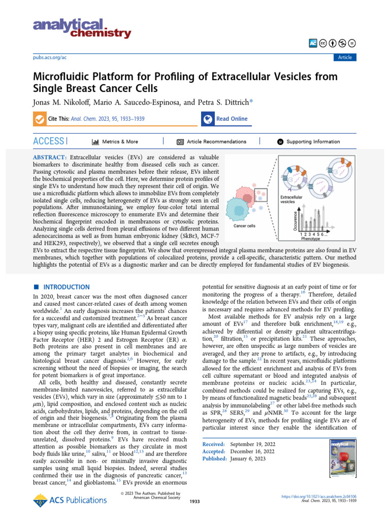 Group C-Microfluidic Platform For Profiling of Extracellular Vesicles | PDF | Vesicle (Biology ...