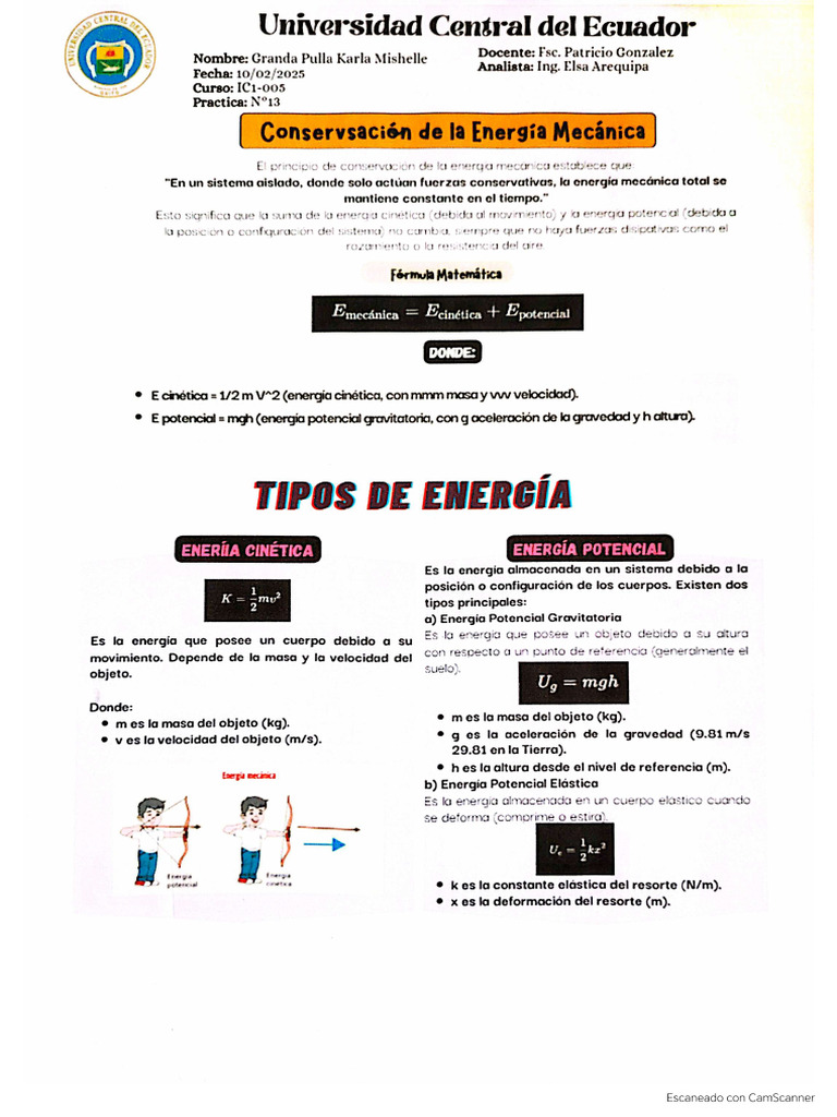 Conservación de Energía Mecánica | PDF