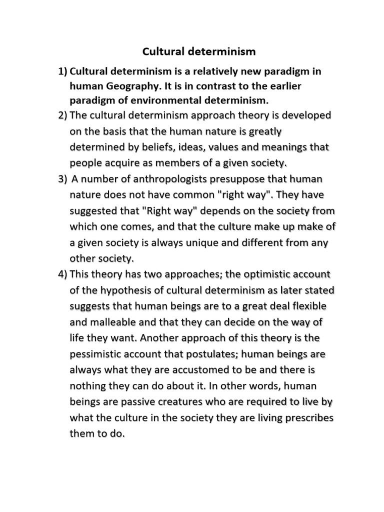Cultural Determinism | PDF