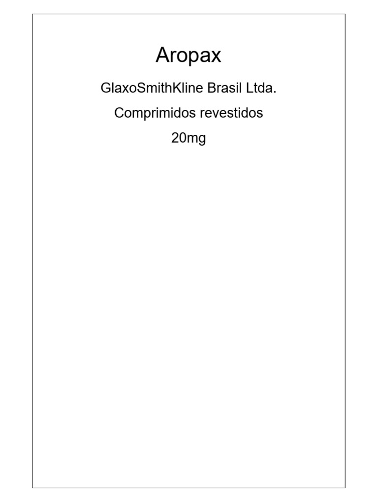 Aropax: Indicações e Eficácia da Paroxetina | PDF | Depressão ...