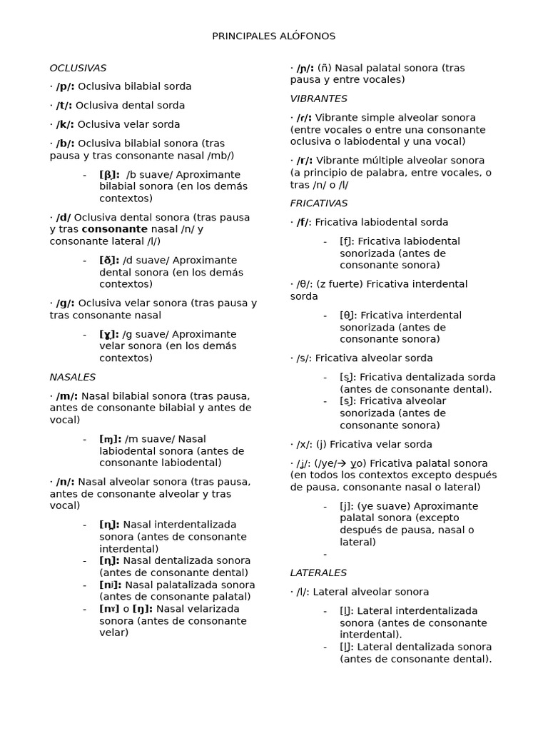 Alófonos | PDF | Fonética | Voz humana