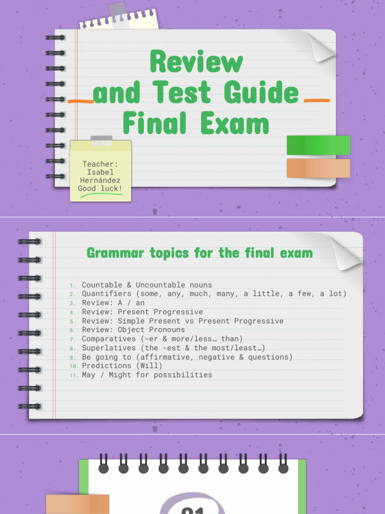 Final Exam Review: English Grammar Topics | PDF | Noun | Adjective