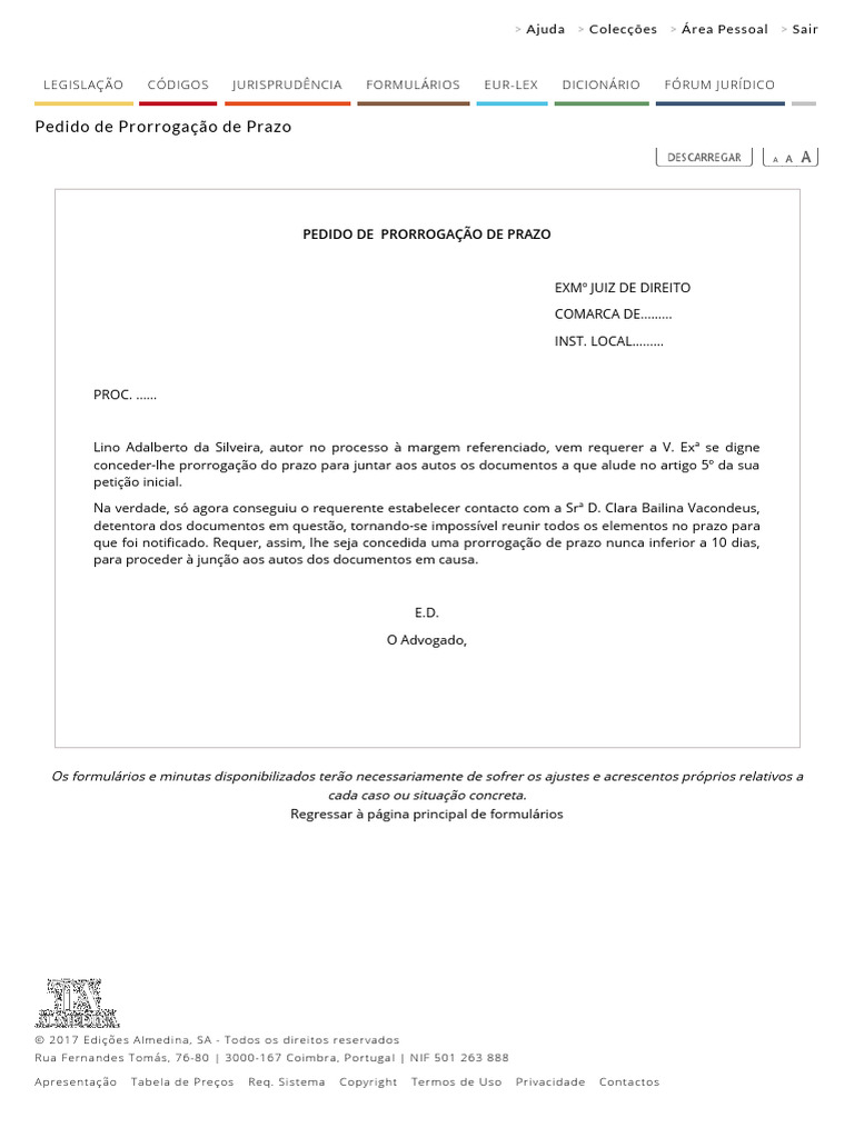Pedido de Prorrogação de Prazo | PDF