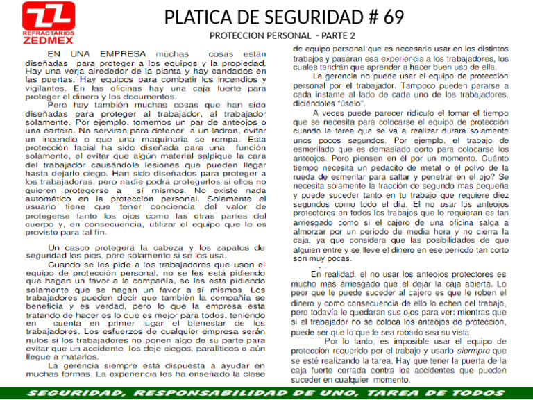 platica 68 PROTECCION PERSONAL parte 2 | PDF