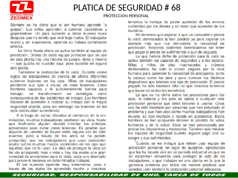 platica 68 PROTECCION PERSONAL | PDF