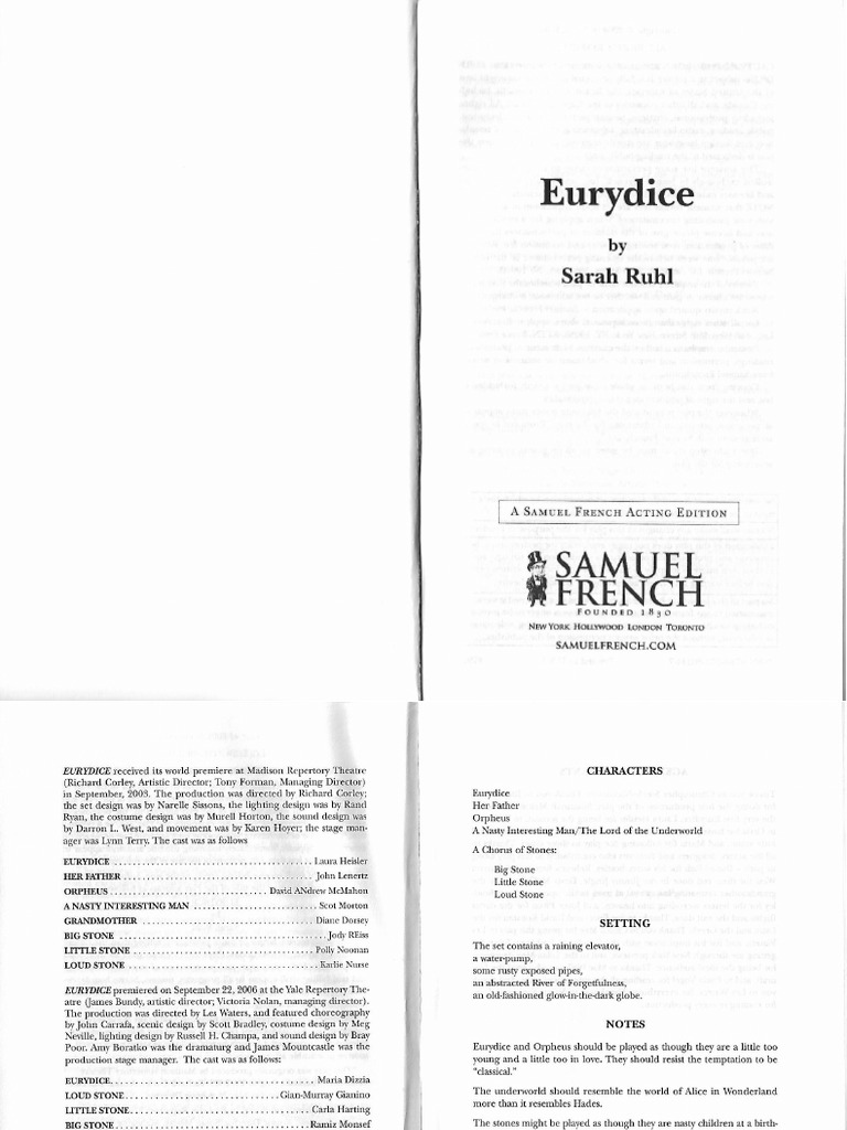 Eurydice by Sarah Ruhl | PDF