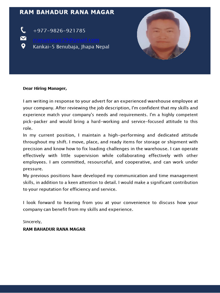 Ram - Cover Letter | PDF