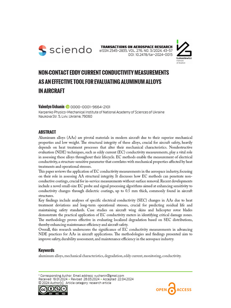 Non-Contact Eddy Current Conductivity | PDF | Nondestructive Testing ...