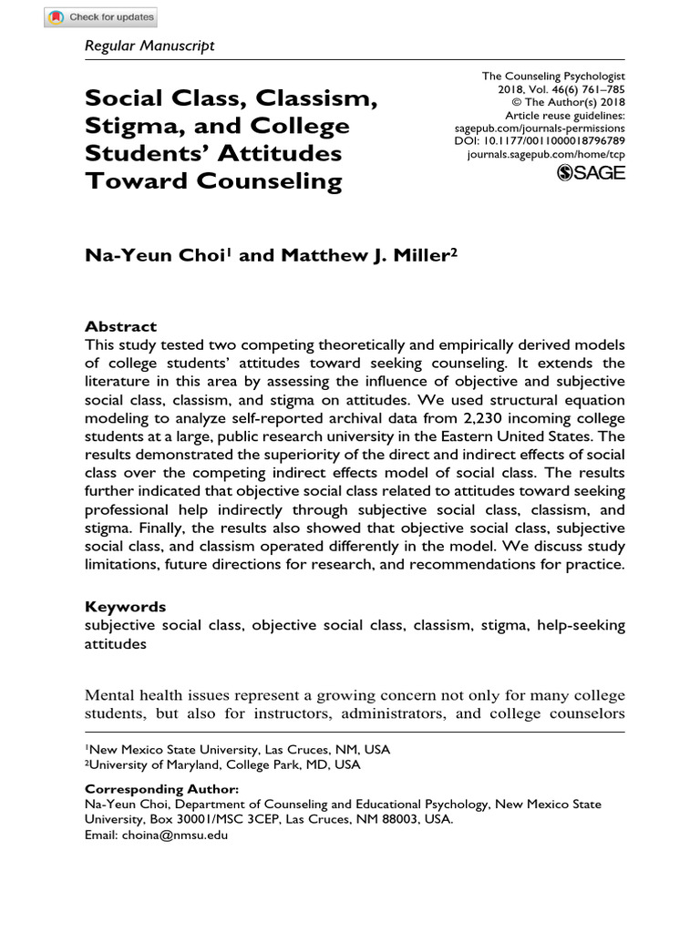 Social Class, Classism, and Stigma in Student | PDF | Social Stigma ...