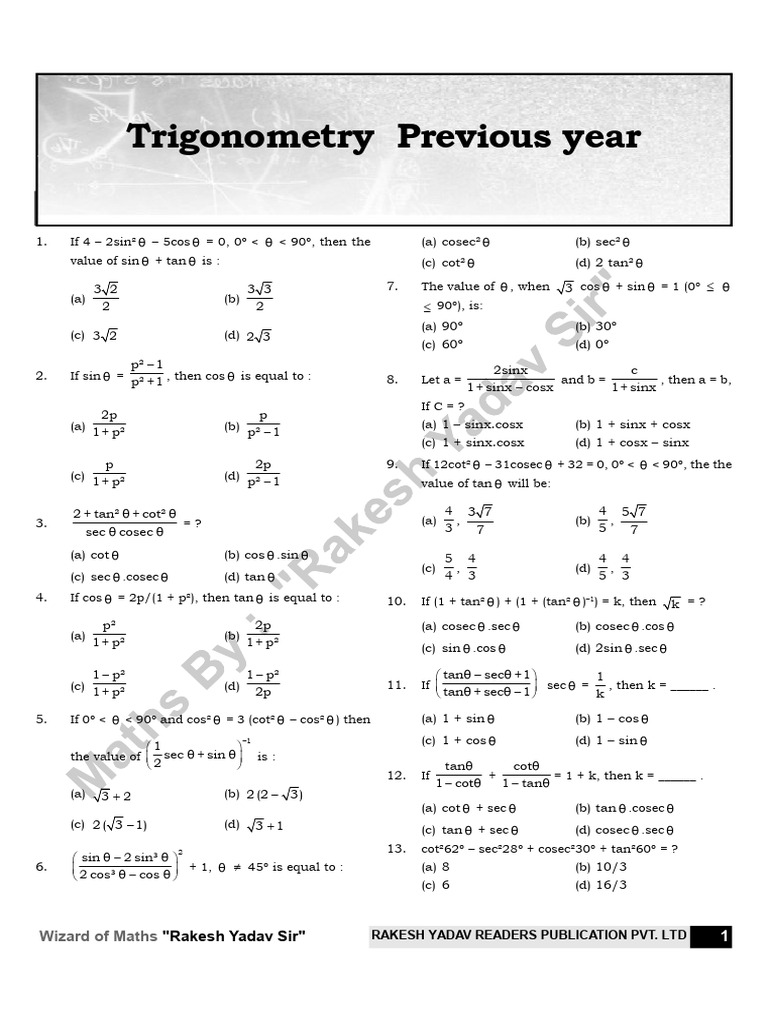 Trigonometry Problems and Solutions | PDF