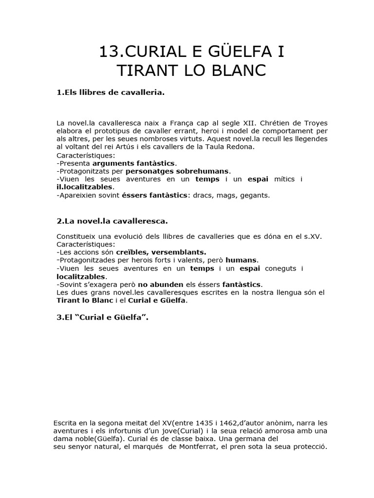 13 Curial e Gc3bcelfa I Tirant Lo Blanc | PDF